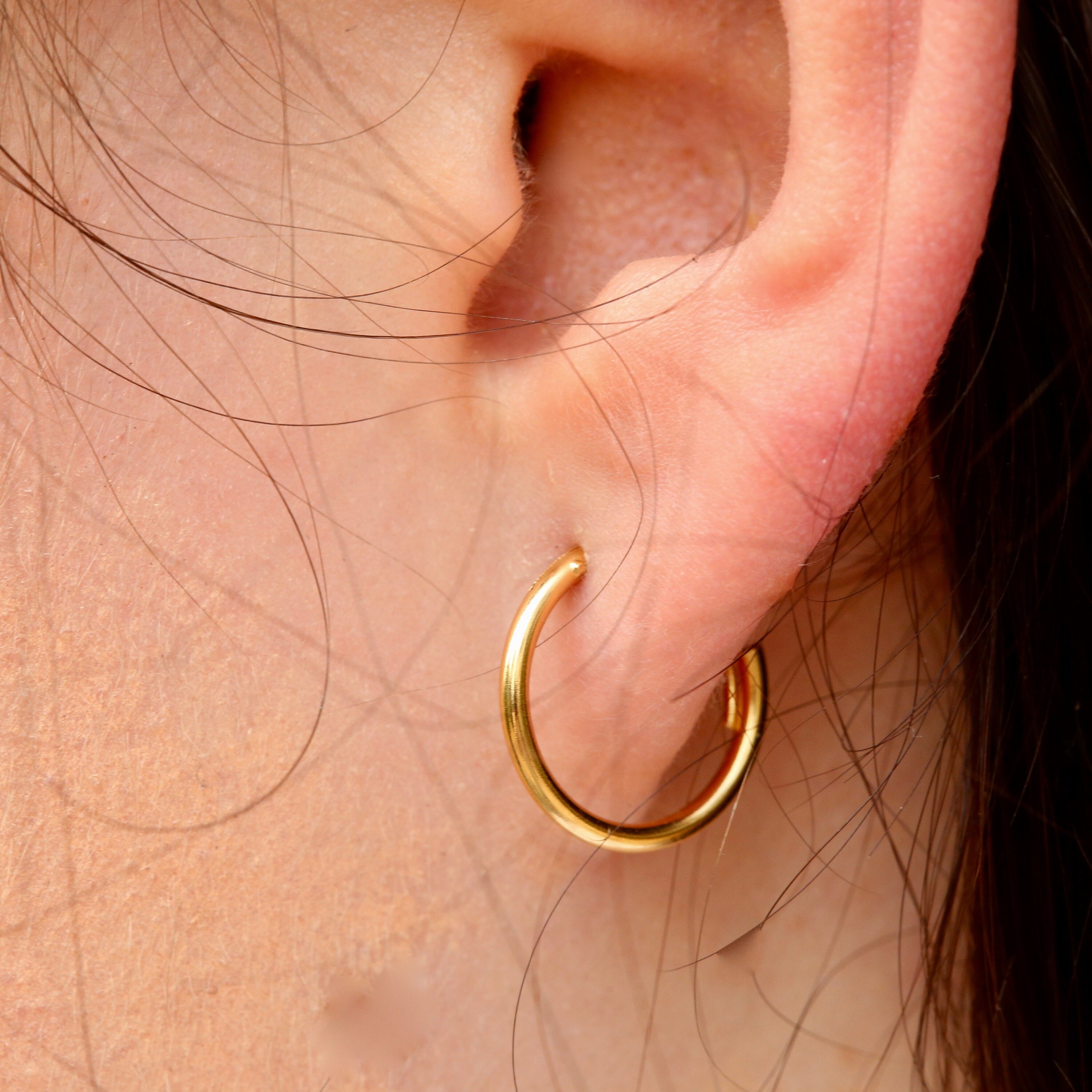 18K Gold Plated Hoops 14mm Sterling Silver Hoops Hoop - Etsy