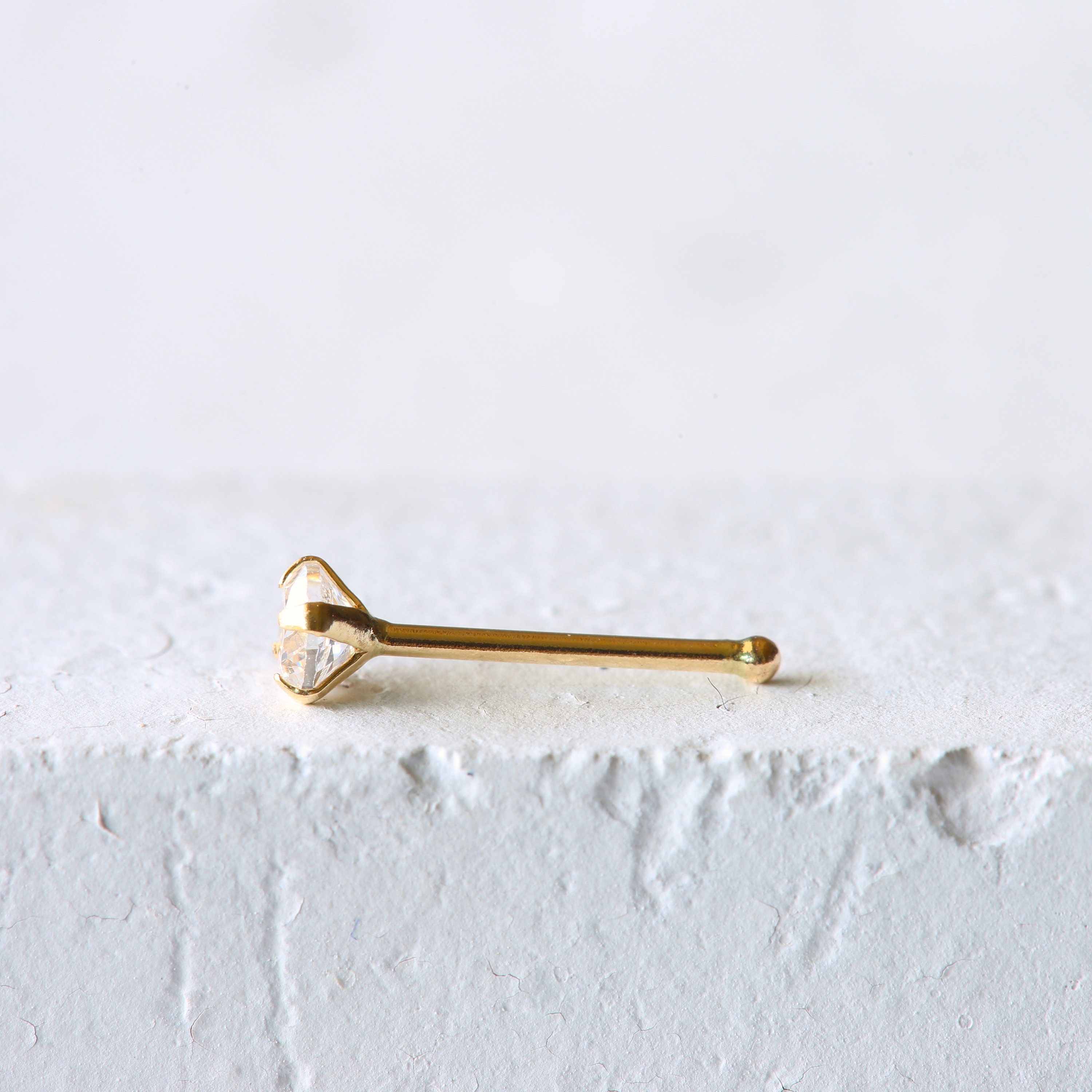 14k Solid Gold 3mm Nose Stud 20 Gauge 14K Gold Nose Bone | Etsy