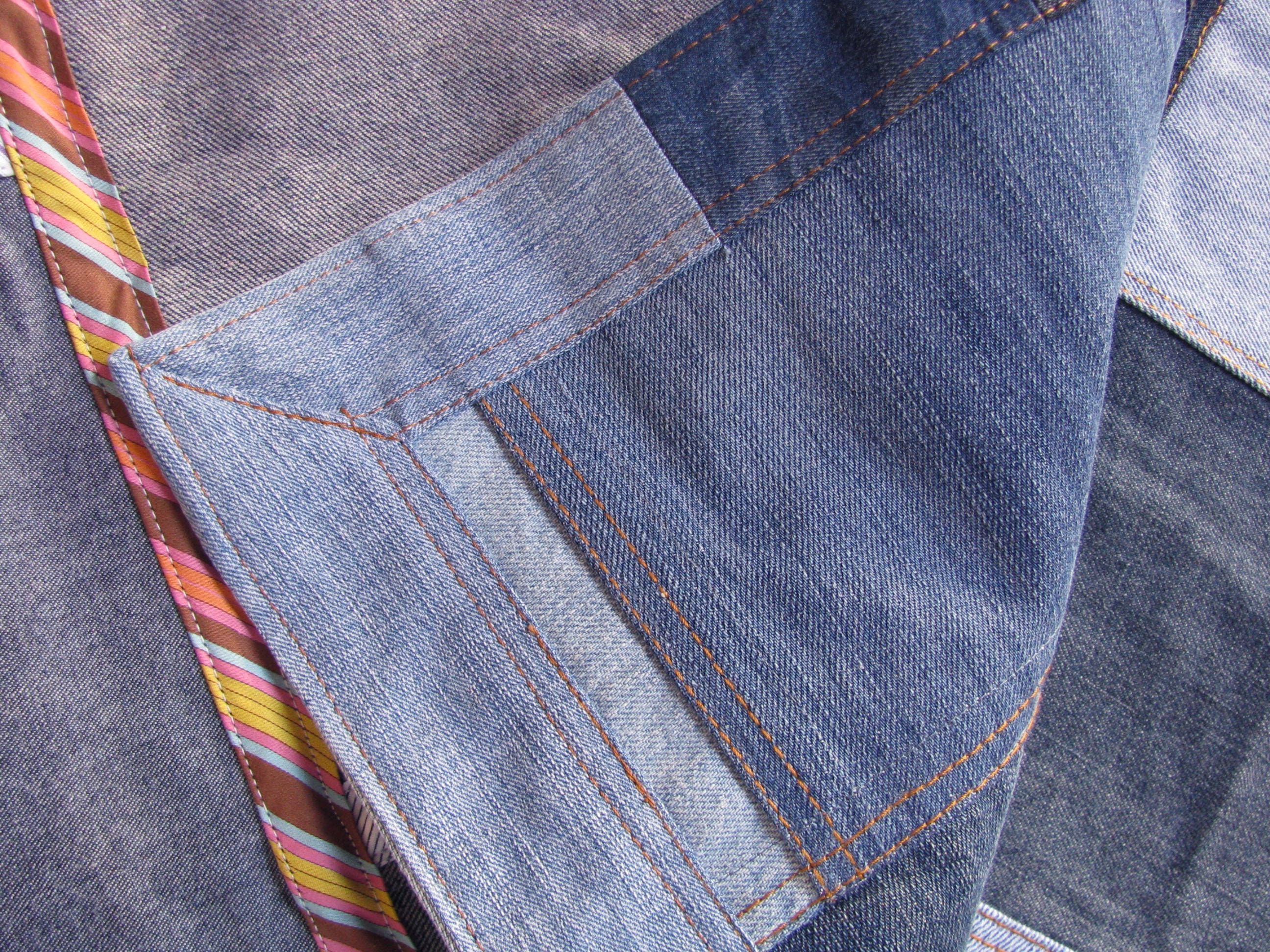 One Layer Denim Patched Throw, Reversal Jeans Comforter, Repurposed ...