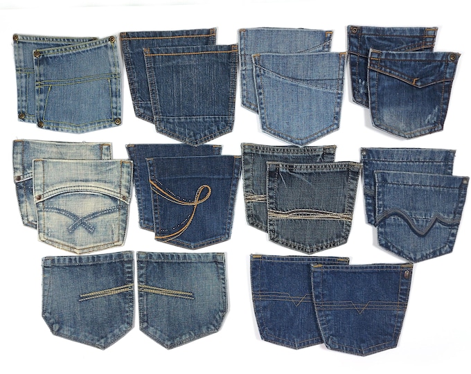 20 Reclamed Jeans Back Pockets With Base Bundle, Adult Mens Jeans ...