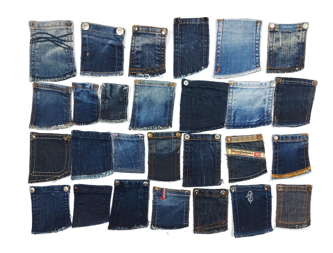 27 Jeans Coin Pockets With Base Bundle, Tiny Jeans Pockets Set, DIY ...