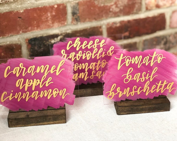 Painted Back Acrylic Wedding Dinner and Buffet Table Signs Acrylic ...
