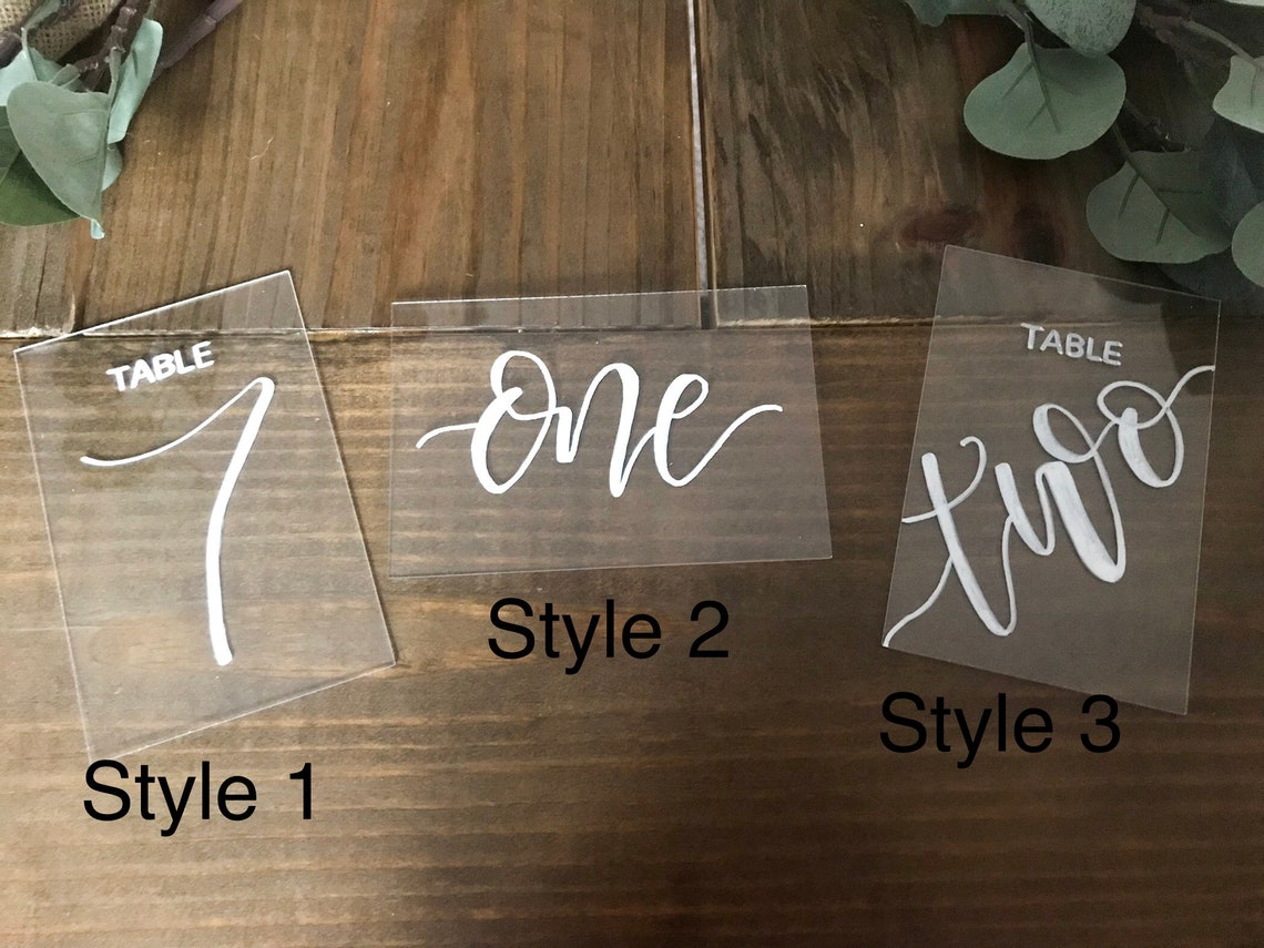 Gold and White Painted Acrylic Table Numbers With Wood Stands | Etsy
