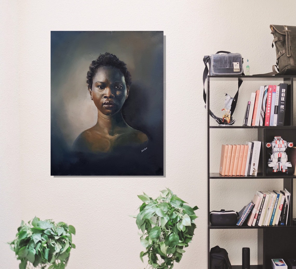 Realistic Large Female Portrait Painting 'grace' 40 X 50.5 X 1.5cm - Etsy