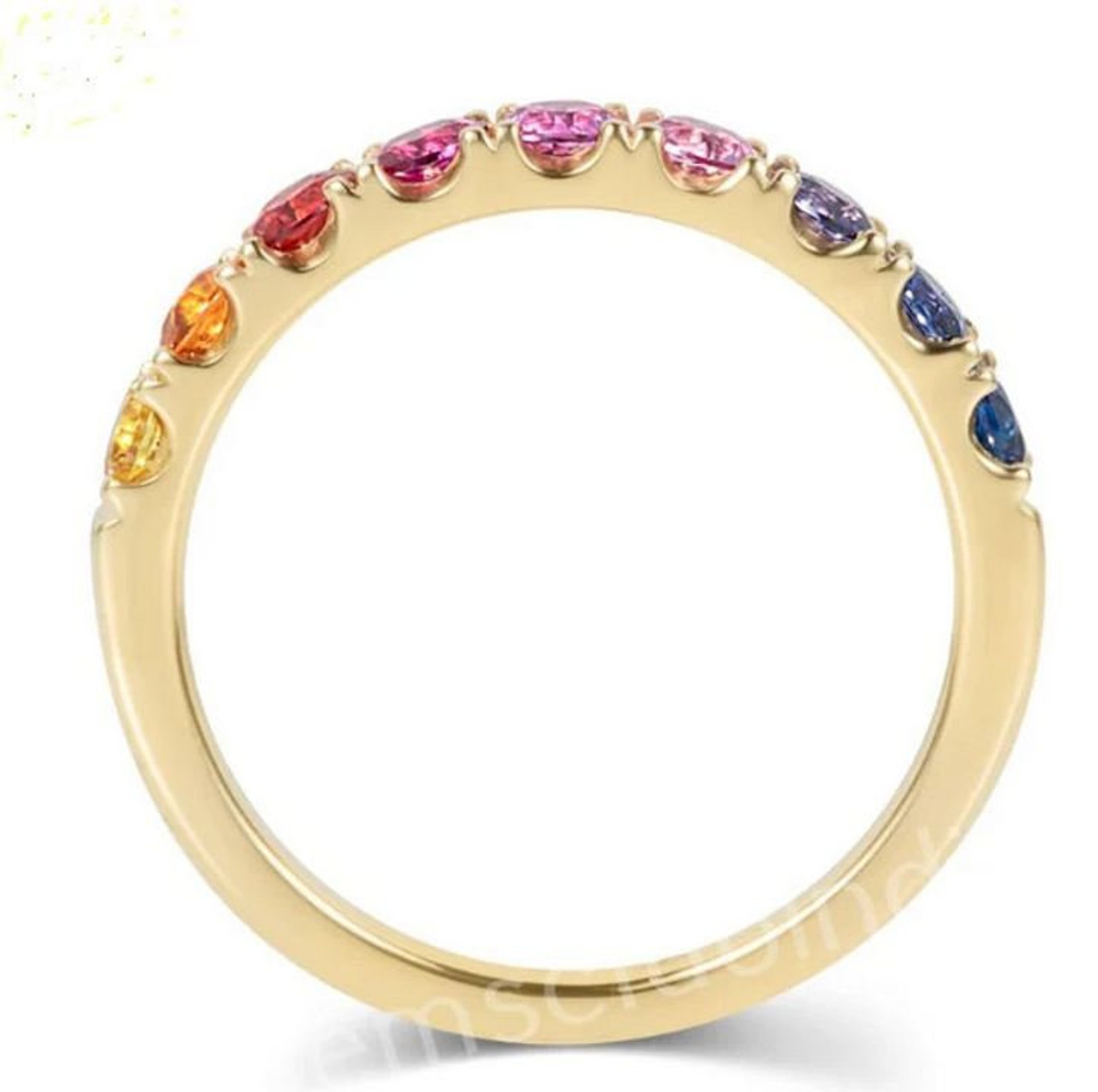 Rainbow Sapphire Ring Gold Rainbow Gemstone Ring Rainbow - Etsy