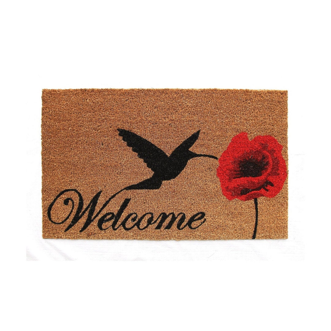 Coco & Coir Door Mats Indoor / Outdoor | Non Slip Bold Poppy Design ...