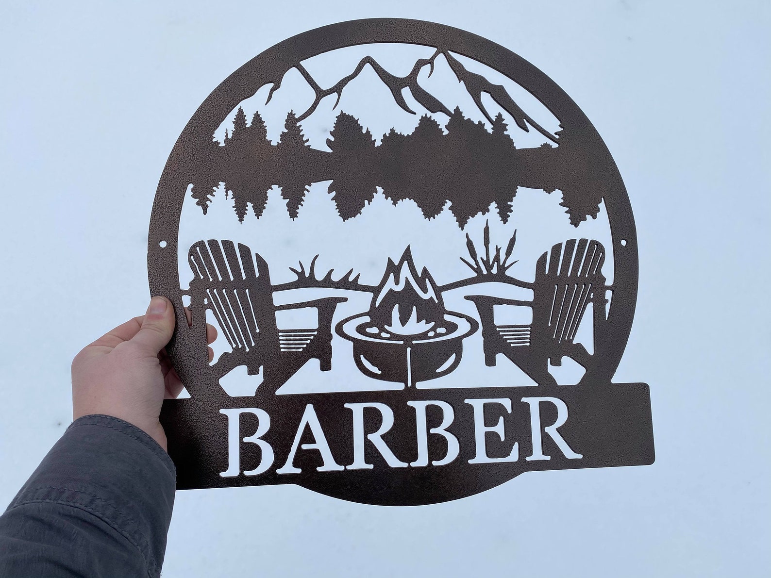 Personalized Metal Lake Sign -lake Scene Metal Sign - Metal Monogram ...