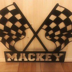 Personalized Metal Race Flags - Black and White Checkered Race Flags ...