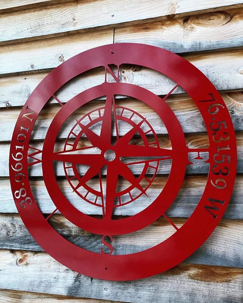 Personalized Compass Metal Sign Custom Coordinates Sign - Etsy
