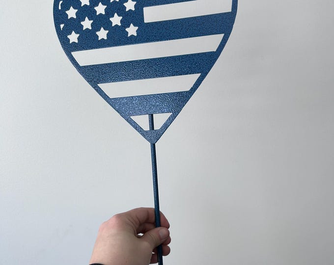 American Flag Yard Stake - Metal Flag Heart Garden Stake - Outdoor ...