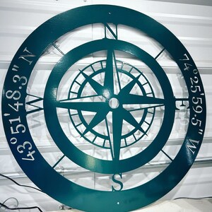 Personalized Compass Metal Sign - Custom Coordinates Sign - Nautical ...