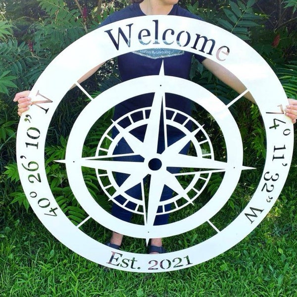 Personalized Compass Metal Sign - Etsy