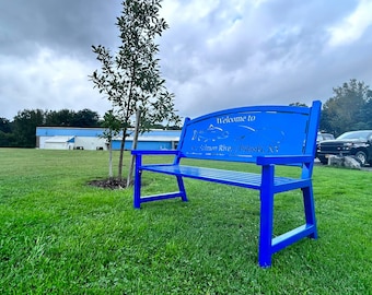 Personalized Heavy Duty Metal Bench- Custom Made Memorial Bench- Powder ...