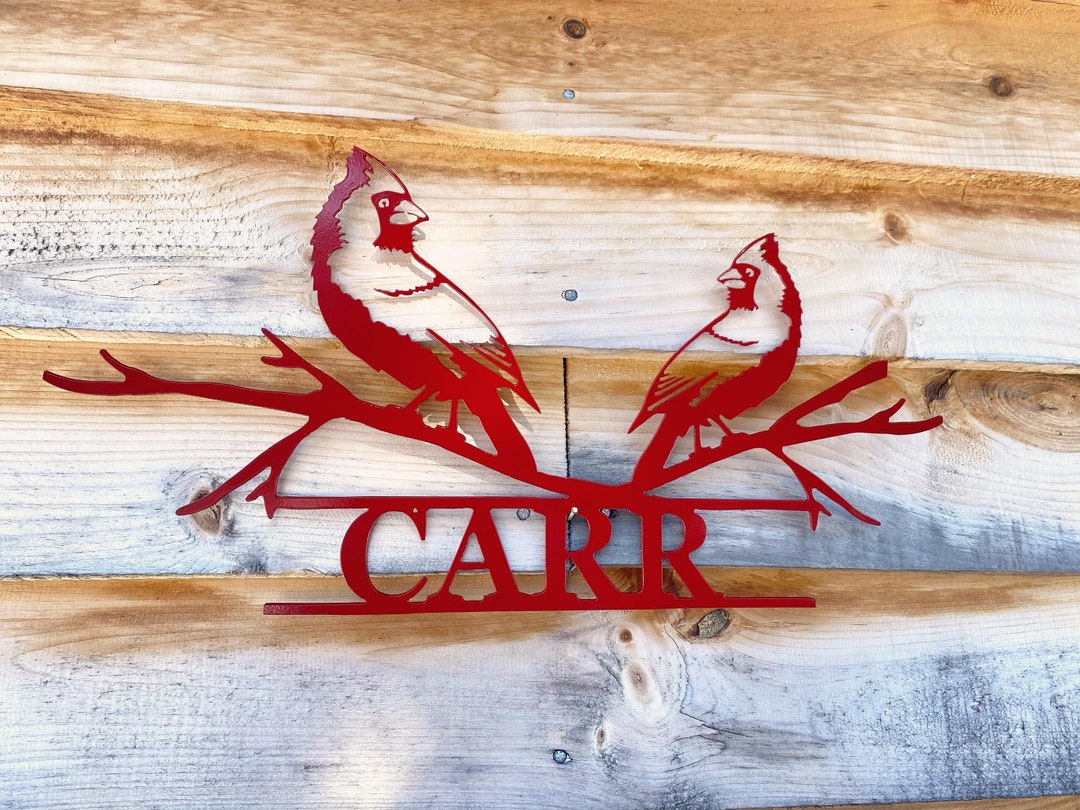 Personalized Metal Cardinal Sign - Family Name With Cardinals Sign ...