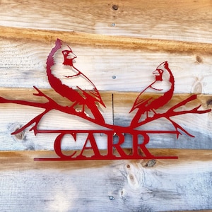 Personalized Metal Cardinal Sign - Family Name With Cardinals Sign ...