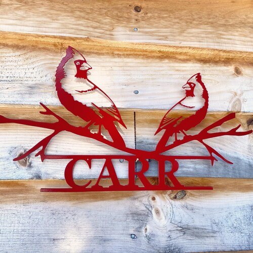 Personalized Metal Cardinal Sign Family Name With Cardinals - Etsy