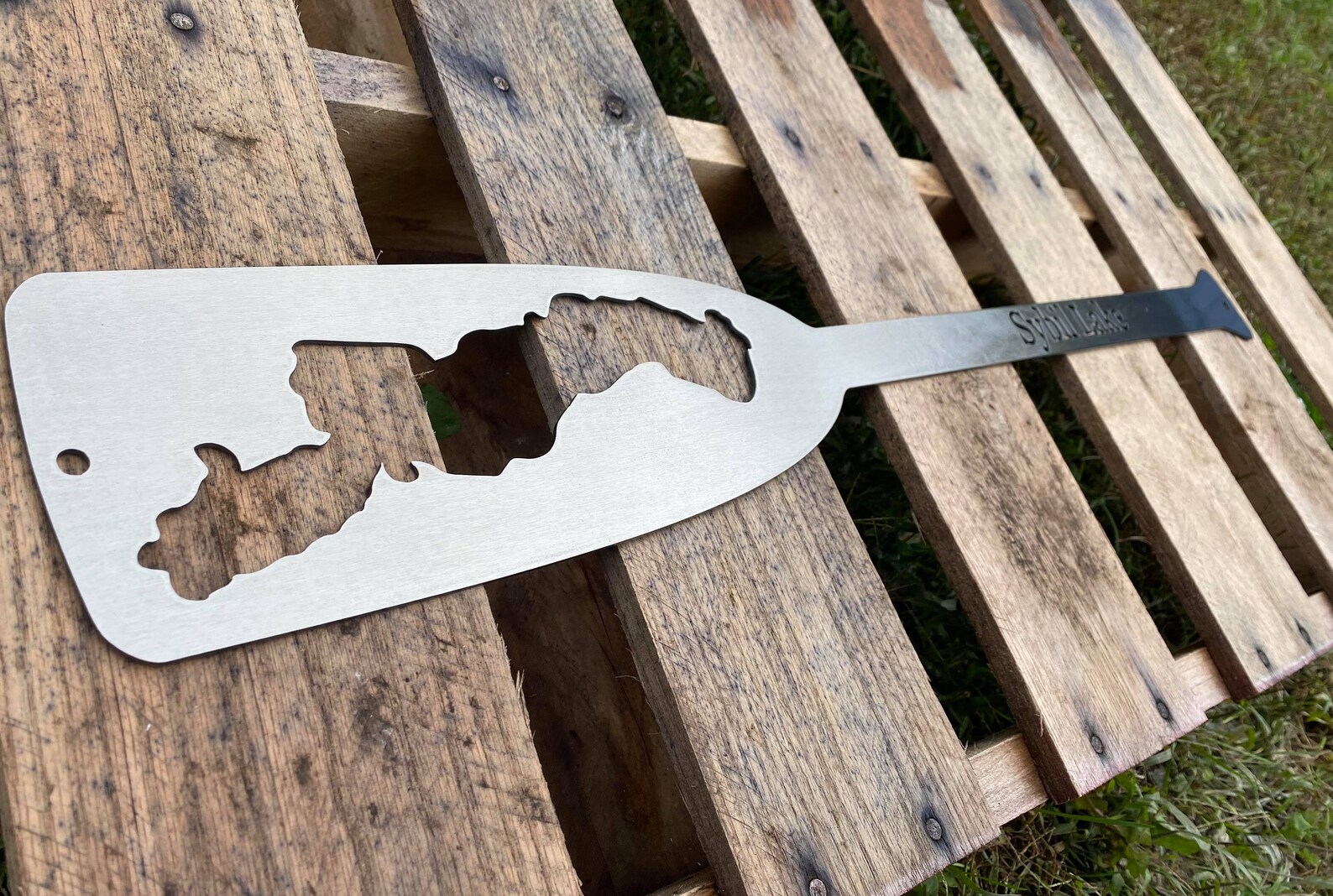 Metal Paddle With Lake Silhouette - Personalized Lake Sign - Metal Lake ...