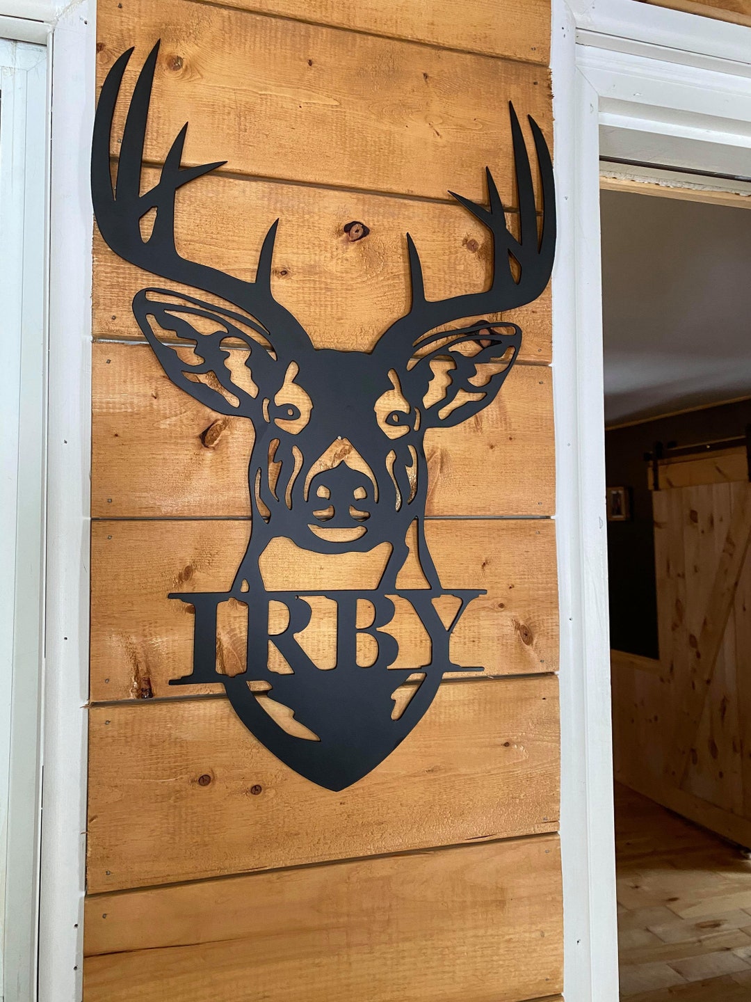 Whitetail Buck Monogram - Personalized Metal Deer Last Name Sign - 24 ...