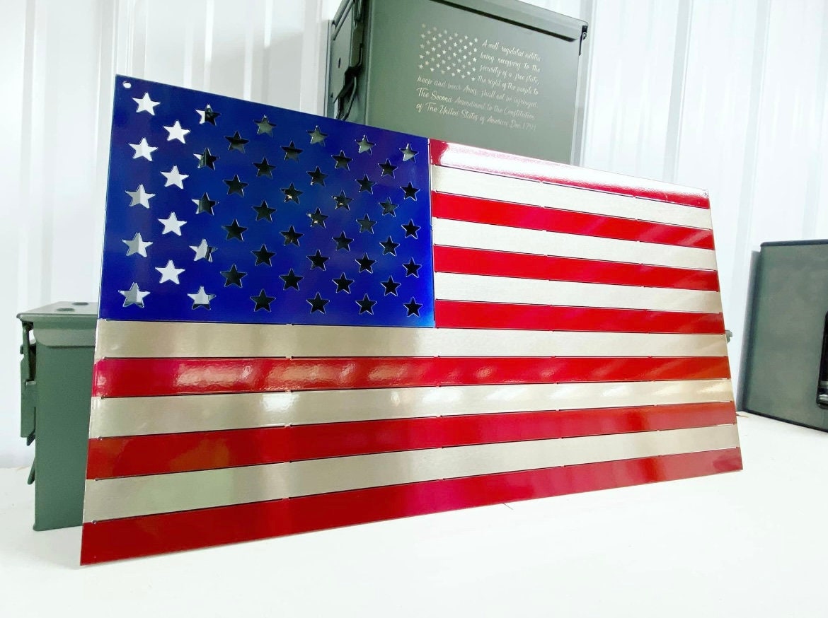 American Flag- Metal Flag- Patriotic Metal Decor - Steel American Flag ...