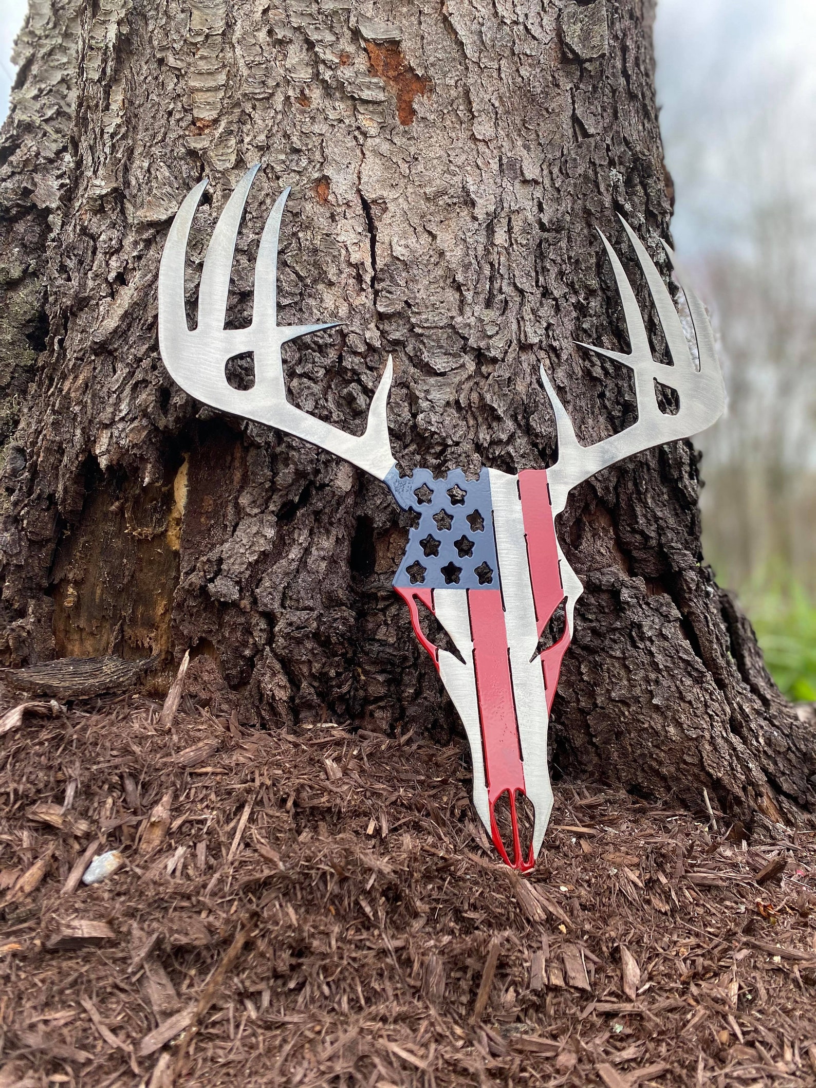Deer Scull Wall Hanging Metal Deer Decor USA Metal Flag - Etsy