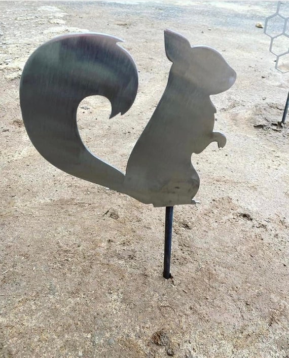 Metal Squirrel Stake Squirrel Garden Stake Squirrel Flower | Etsy