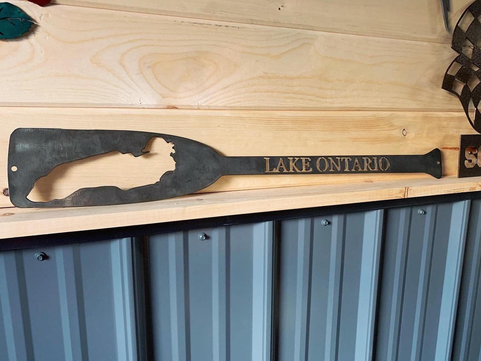 Metal Paddle With Lake Silhouette - Personalized Lake Sign - Metal Lake ...