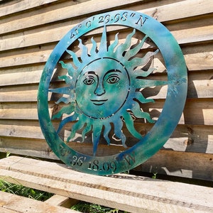 Personalized Metal Sun Compass Custom Coordinates Sign - Etsy