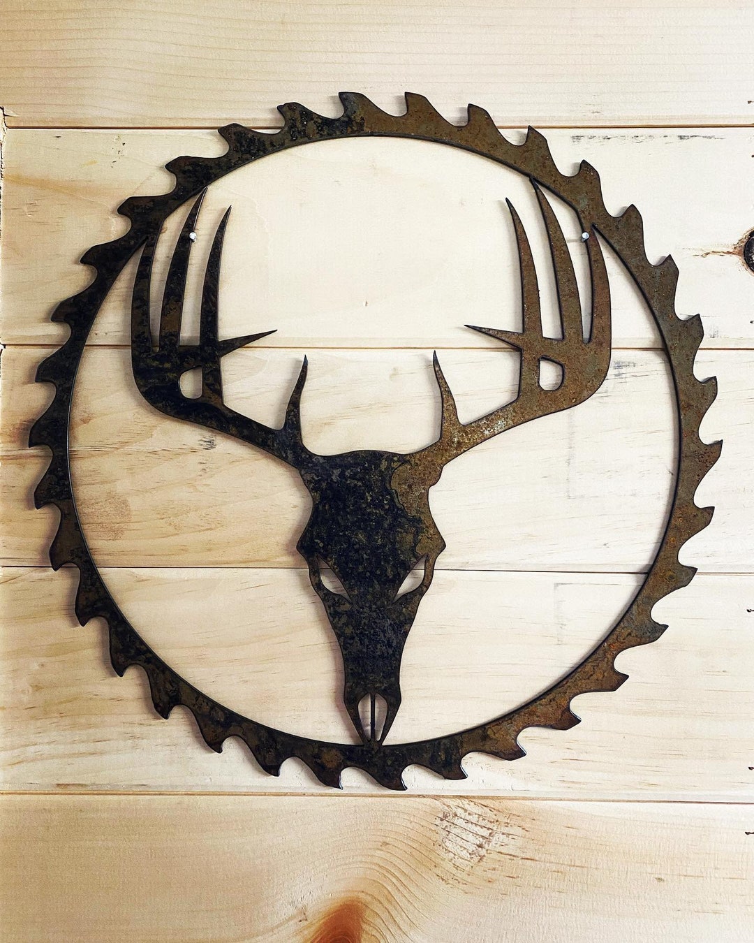 Deer Skull Sawblade - Metal Deer Skull Sign - Hunting Camp Sign ...