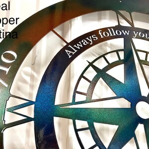 Personalized Compass Metal Sign - Custom Coordinates Sign - Nautical ...
