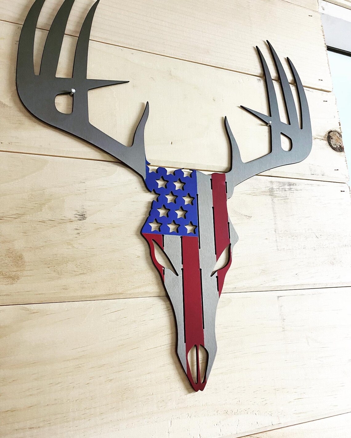 Deer Scull Wall Hanging Metal Deer Decor USA Metal Flag | Etsy