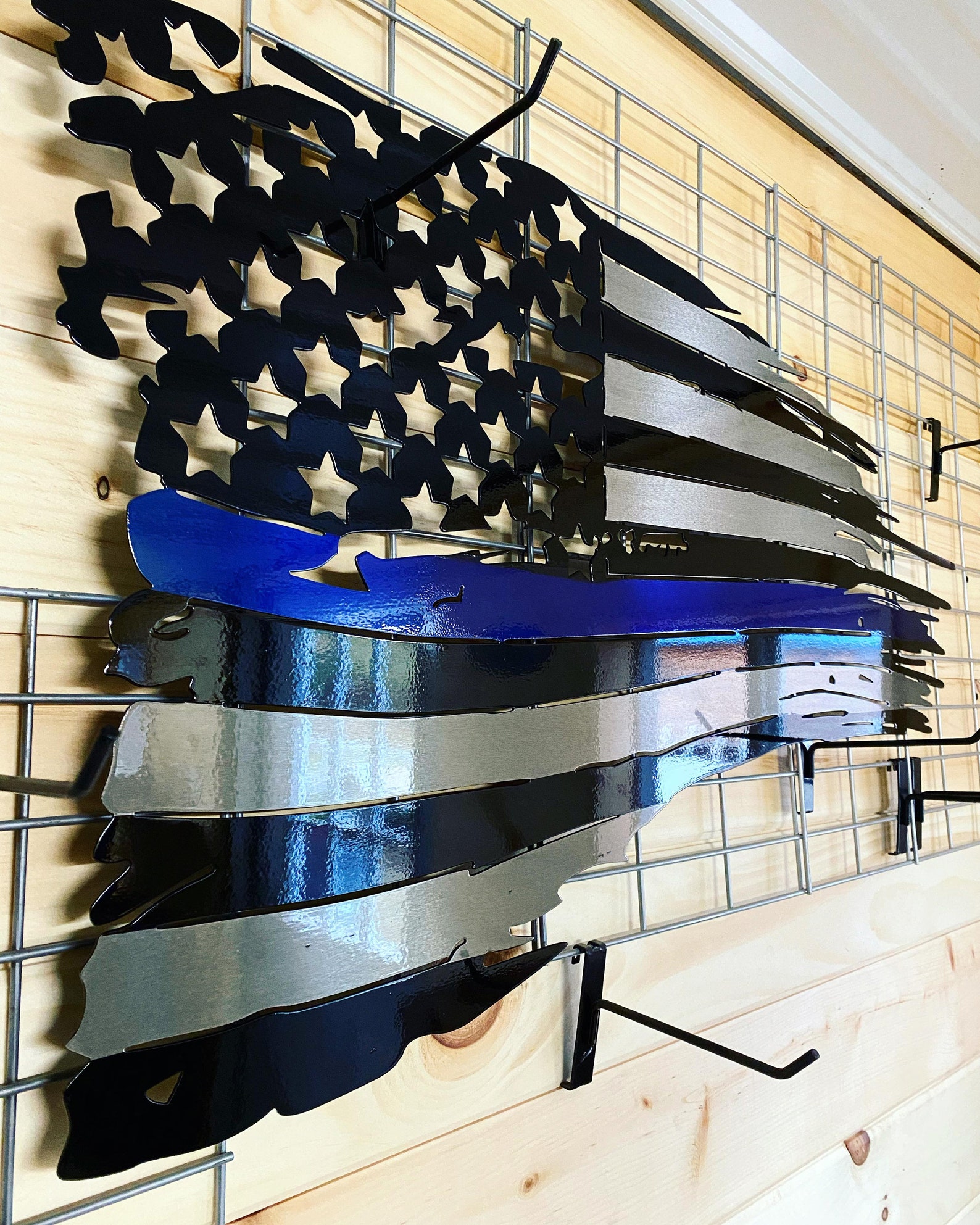 Thin Blue Line Tattered American Flag Thin Red Line - Etsy