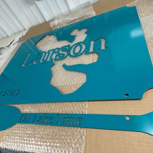 Custom Lake Outline Metal Art - Lake Sihloutte Sign - Metal Lake Sign ...