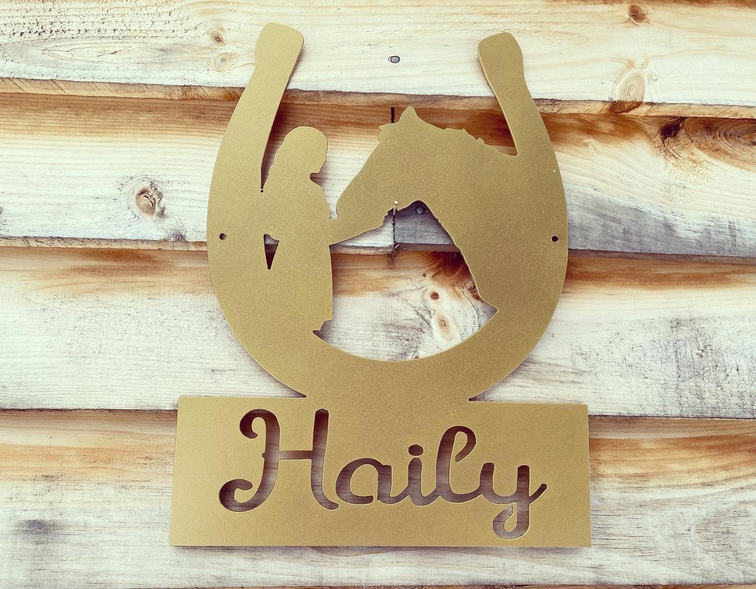 Personalized Metal Horse and Little Girl Sign - Little Girl Horse Sign ...