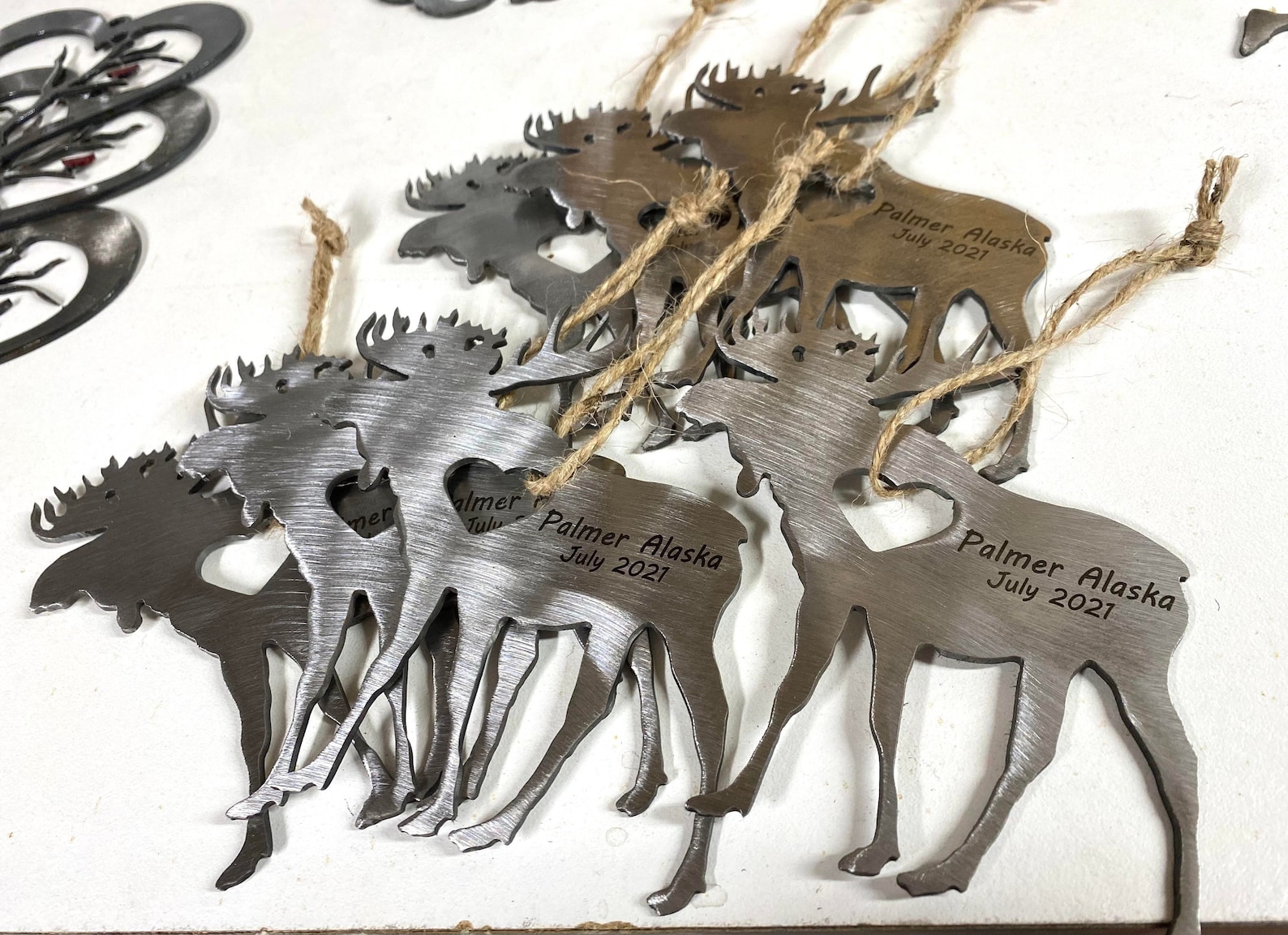 Moose Metal Ornament Rustic Metal Ornaments Moose Heart - Etsy