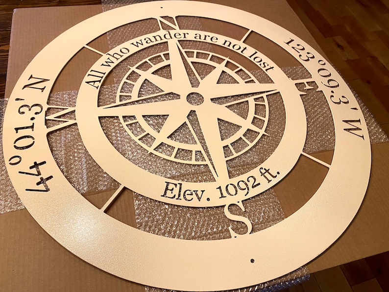 Personalized Compass Metal Sign Custom Coordinates Sign - Etsy