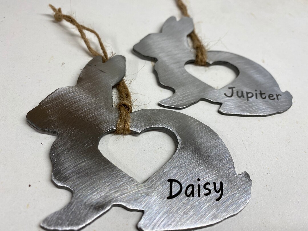 Metal Rabbit Ornament - Easter Bunny Pendant - Personalized - Bunny ...