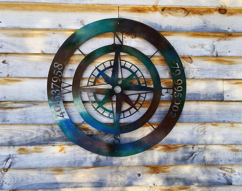 Personalized Compass Metal Sign Custom Coordinates Sign - Etsy