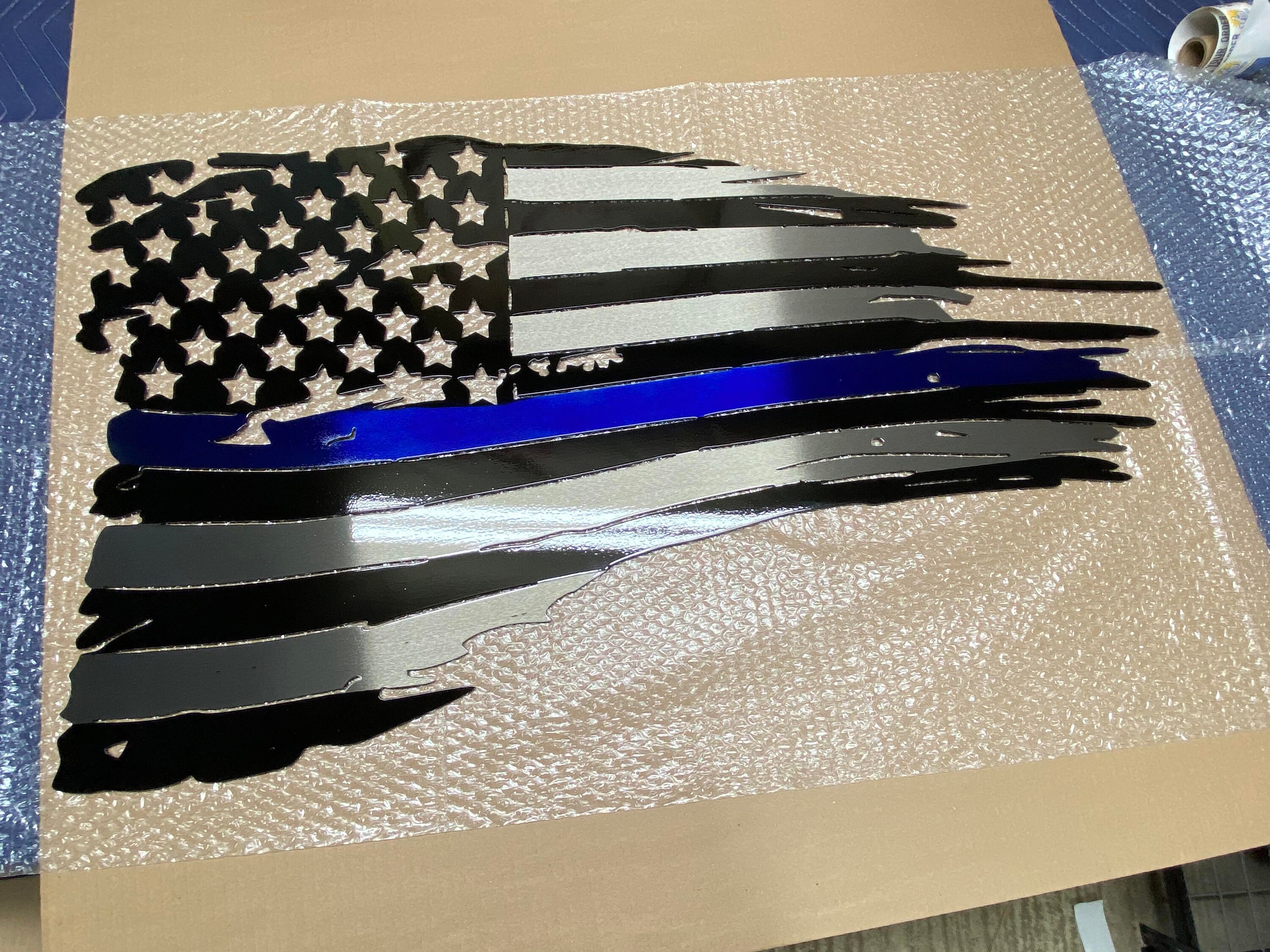 Thin Blue Line Tattered American Flag Thin Red Line - Etsy