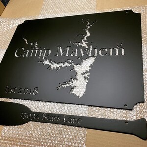 Custom Lake Outline Metal Art - Lake Sihloutte Sign - Metal Lake Sign ...