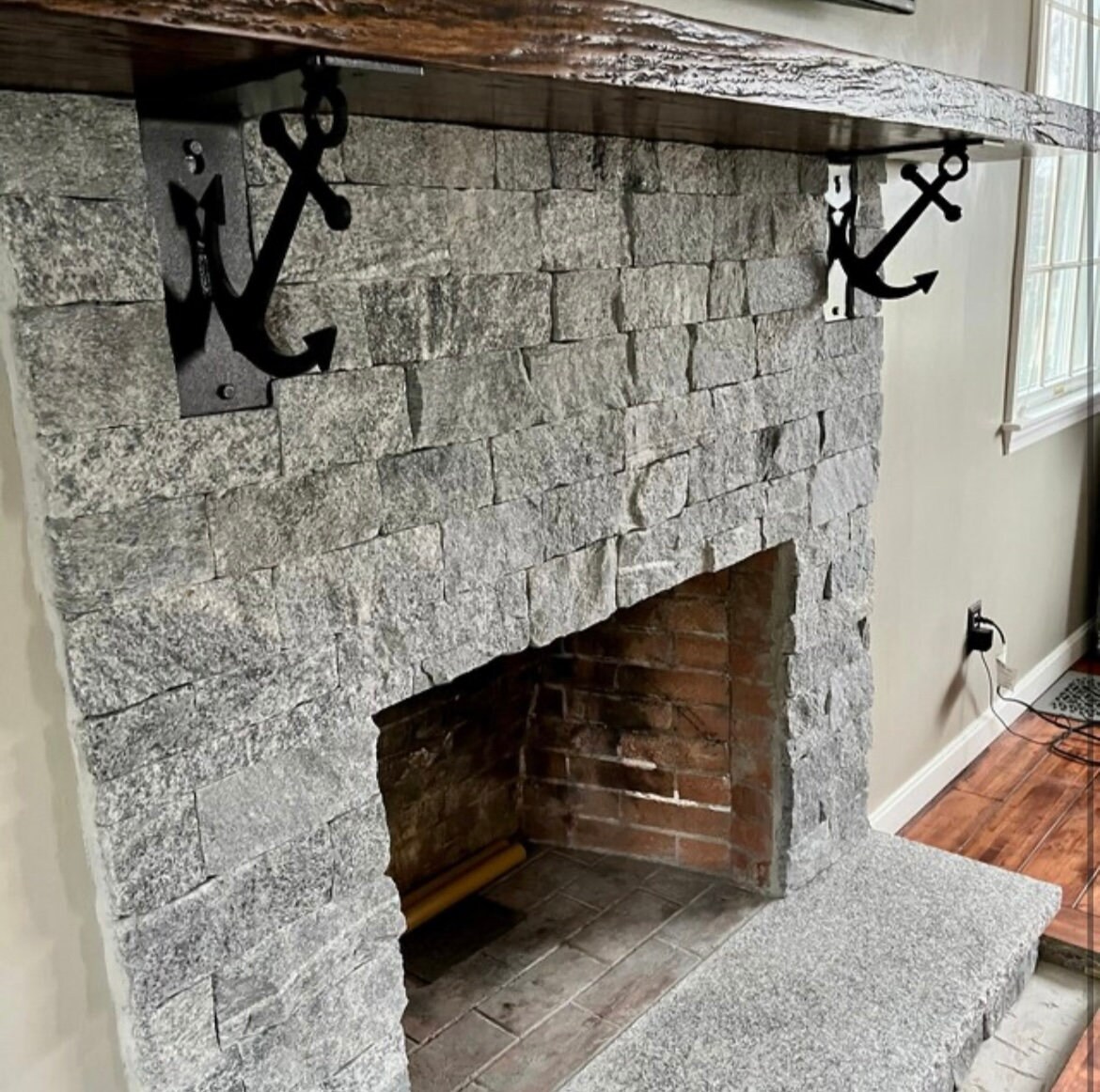 Custom Made Farmhouse Style Mantle Brackets - Steel Mantle Brackets ...