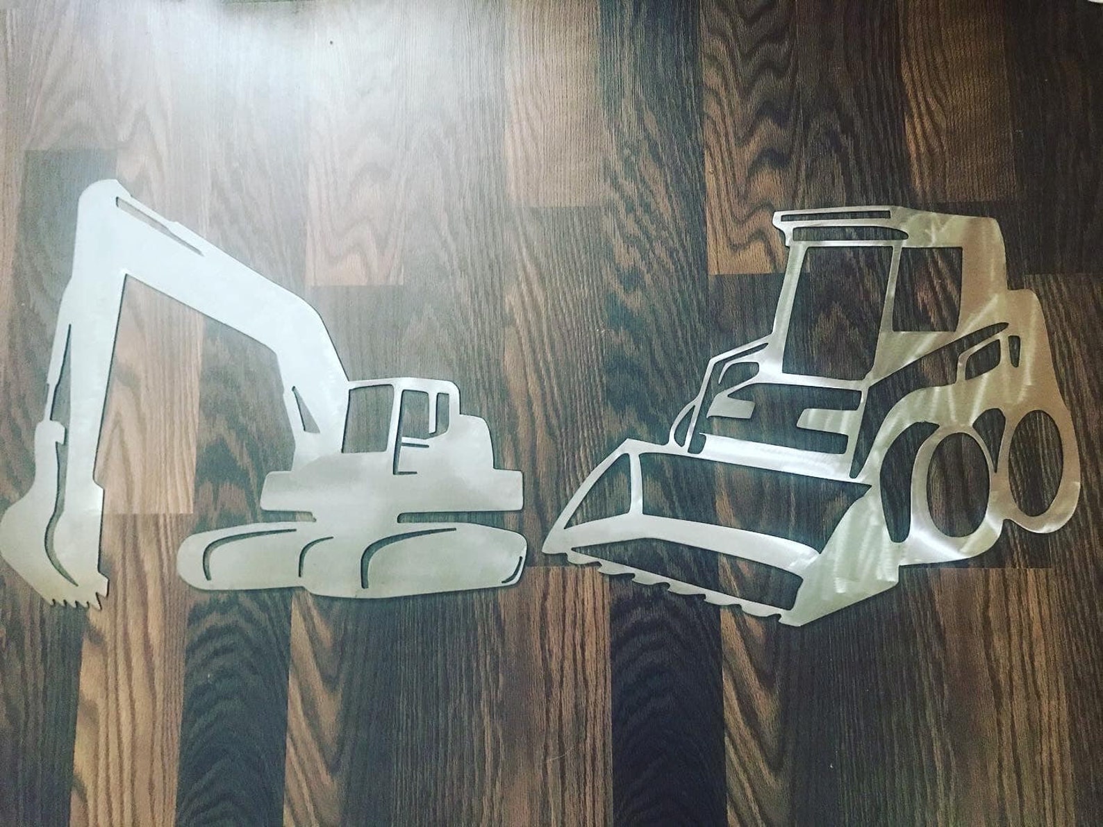 Metal Construction Signs Metal Excavator Sign Metal Skid - Etsy