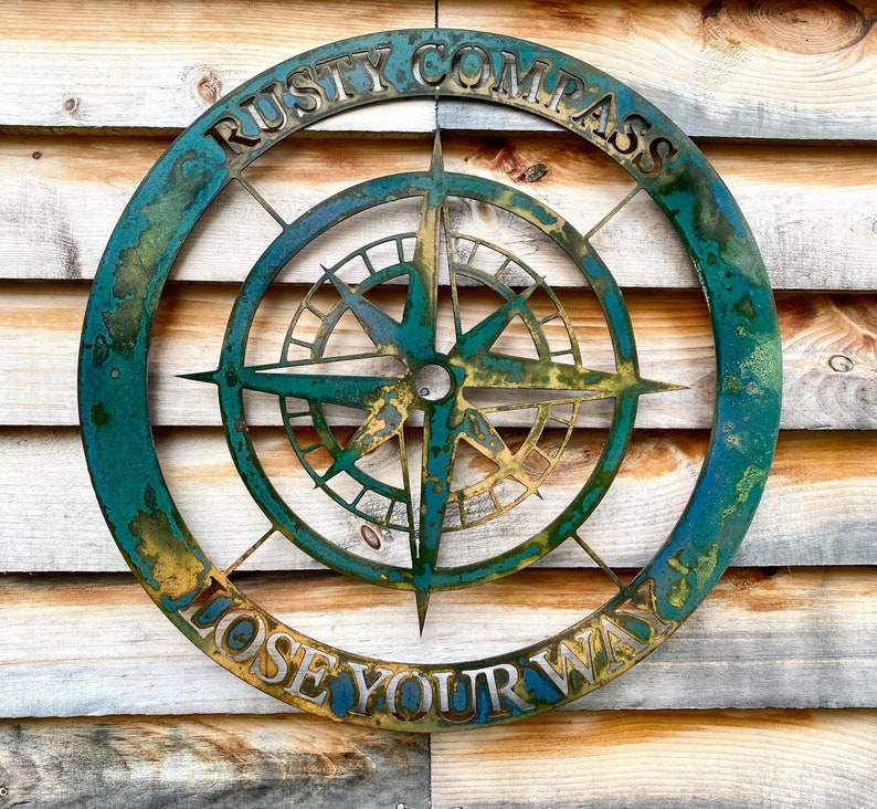 Personalized Compass Metal Sign Custom Coordinates Sign Etsy
