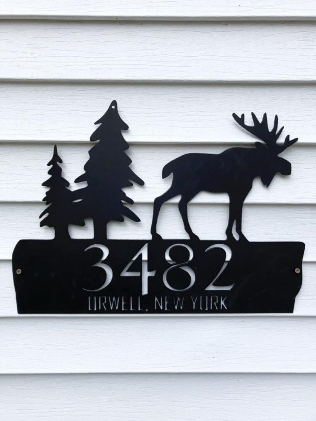 Moose Metal Sign - House Number Sign - Moose House Number Plaque ...
