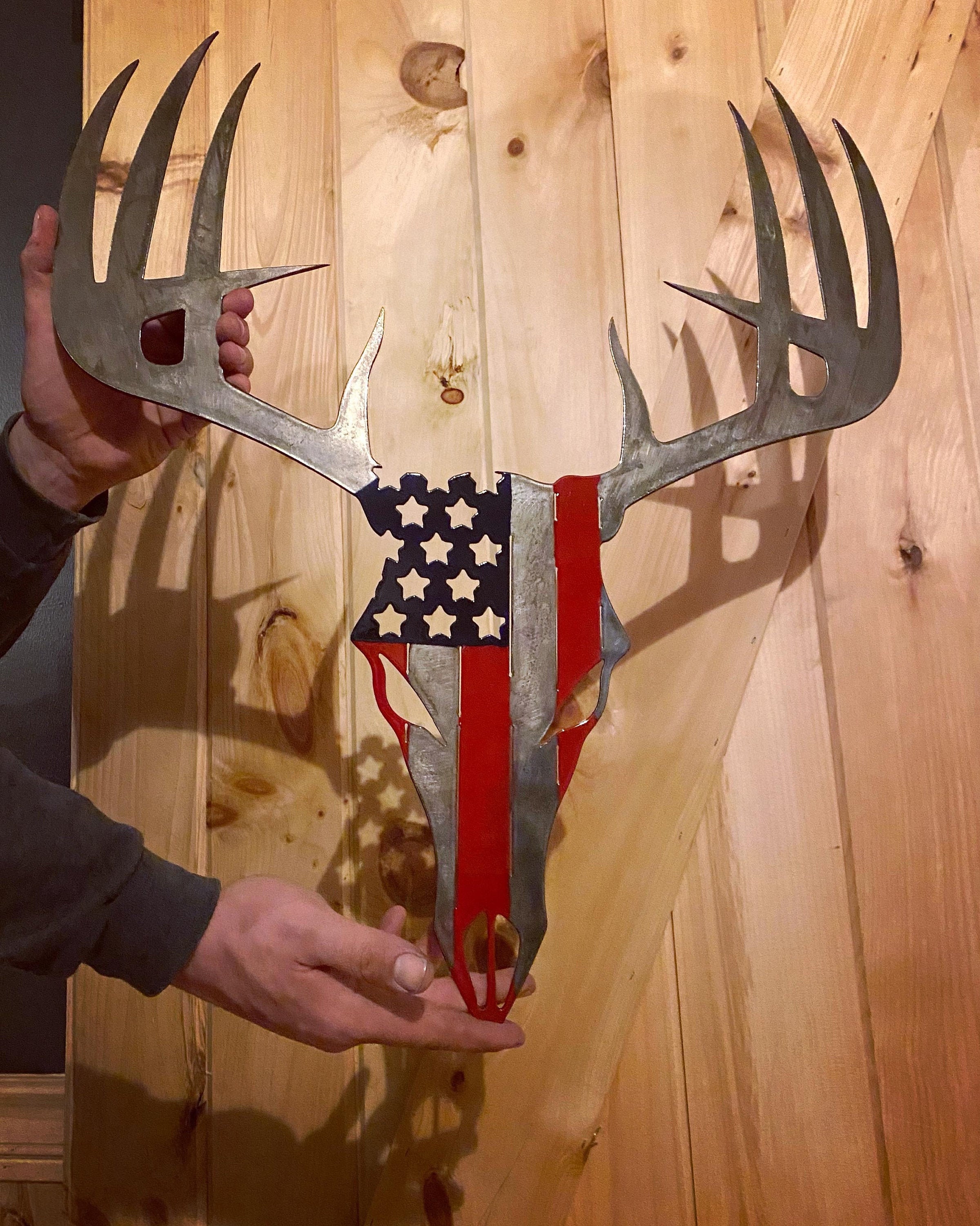 Deer Scull Wall Hanging Metal Deer Decor USA Metal Flag - Etsy