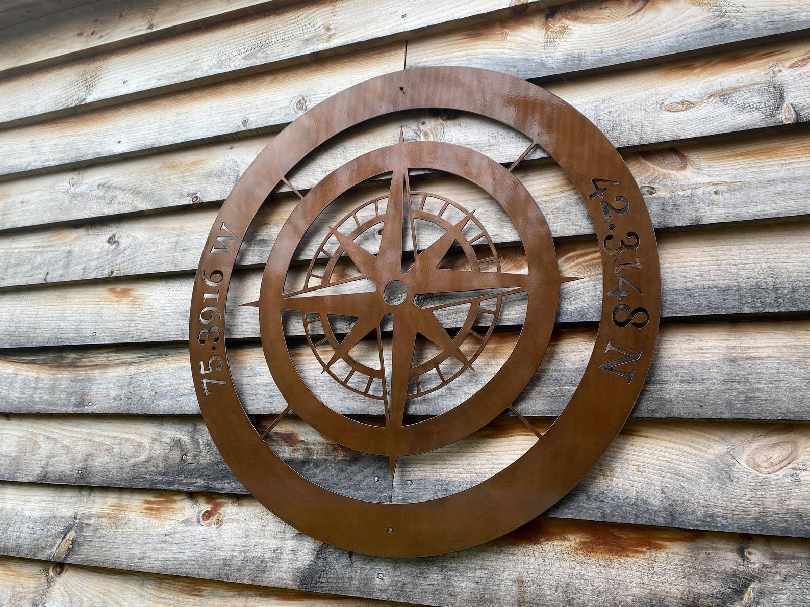 Personalized Compass Metal Sign Custom Coordinates Sign | Etsy