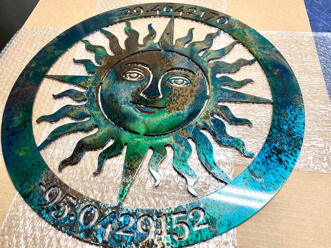 Personalized Metal Sun Compass Custom Coordinates Sign - Etsy