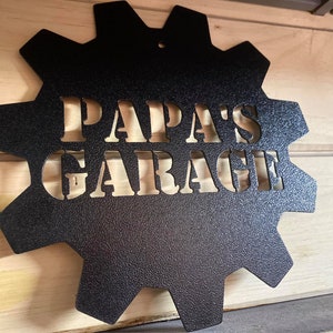 Personalized Metal Garage Sign - Gear Shaped Garage Sign - Shop Sign ...