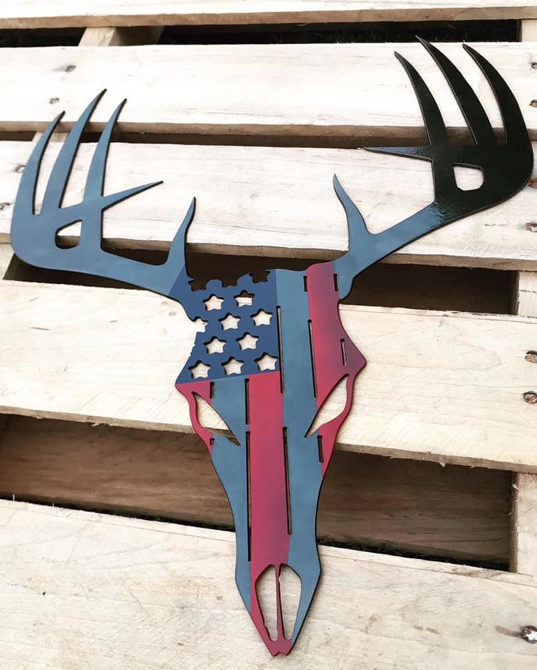 Deer Scull Wall Hanging Metal Deer Decor USA Metal Flag - Etsy