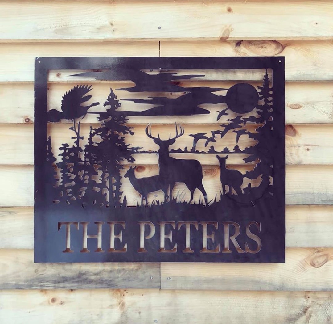 Personalized Metal Wildlife Sign - Steel Sign - Outdoor/indoor Name ...