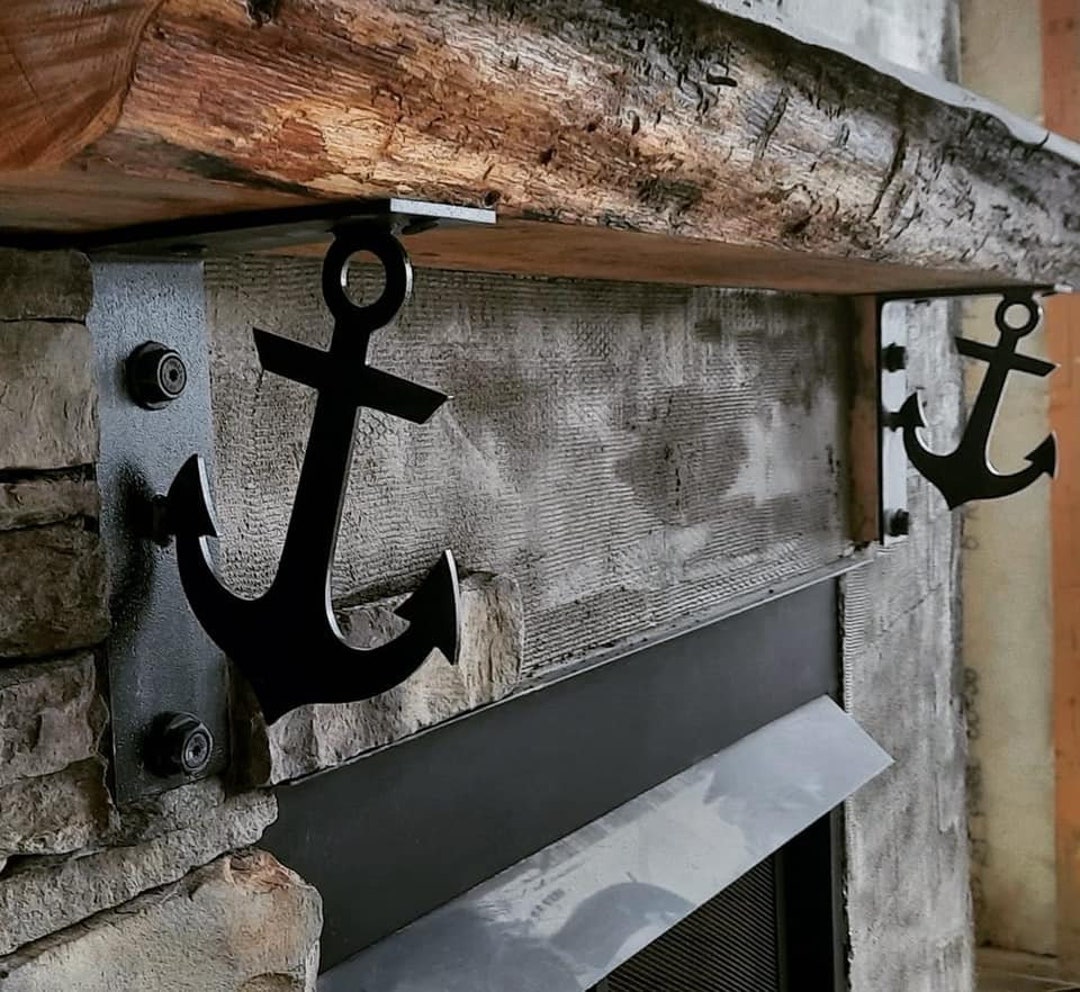 Custom Made Farmhouse Style Mantle Brackets - Steel Mantle Brackets ...